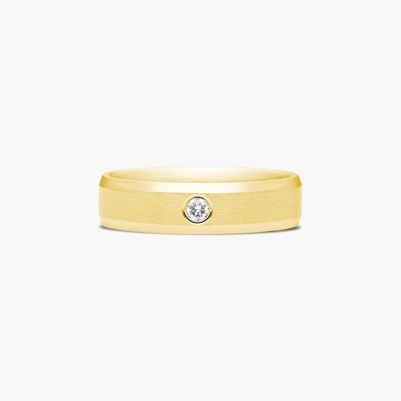Beveled Bezel Set Men's Diamond Wedding Band In 14K Yellow Gold (6.00mm ...