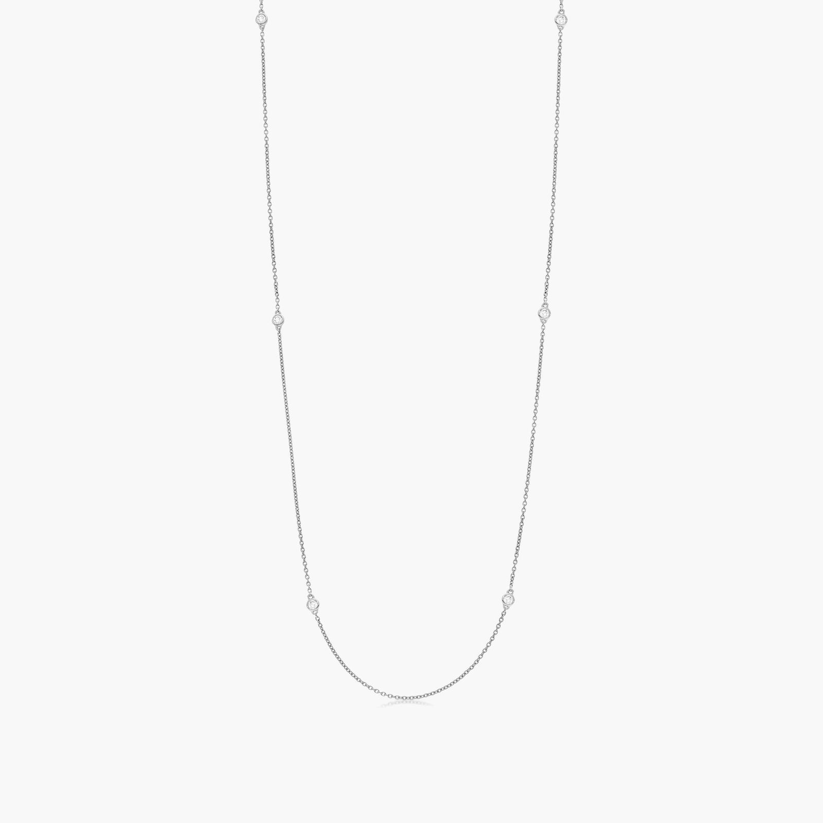 Six Stations Diamond Necklace In 14K White Gold-81068w14