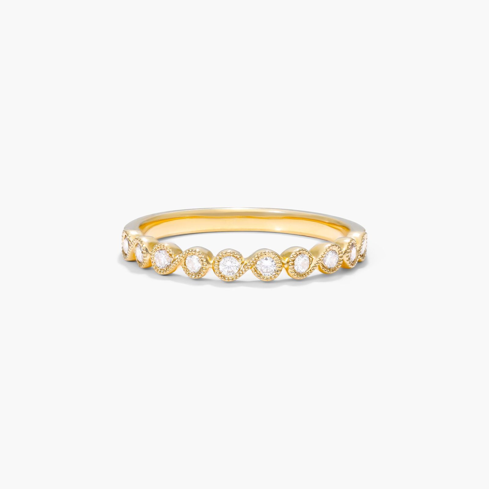 Milgrain Bezel Set Diamond Ring In 14K Yellow Gold-81074y14