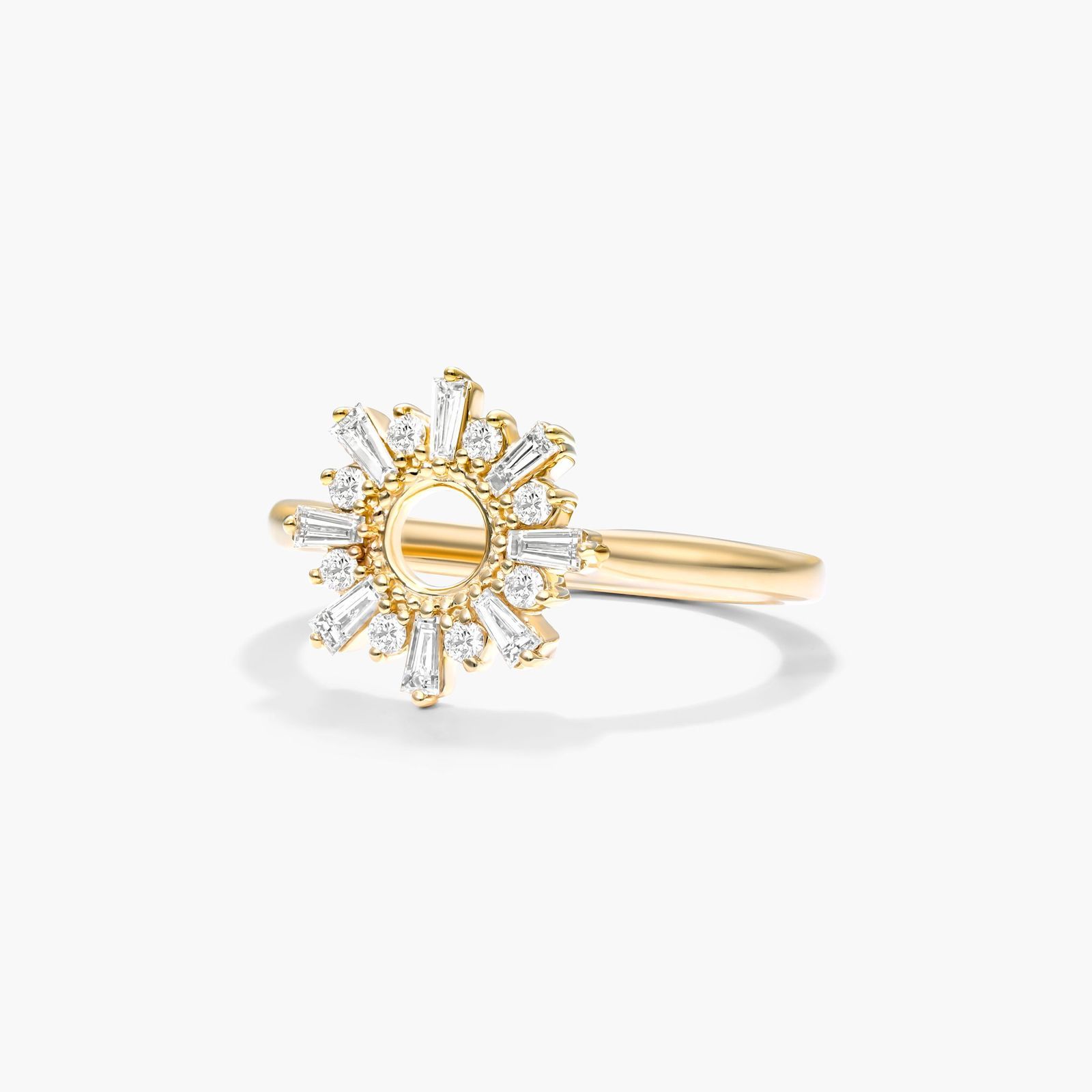 14K Yellow Gold Sunburst Diamond Ring-81099y14