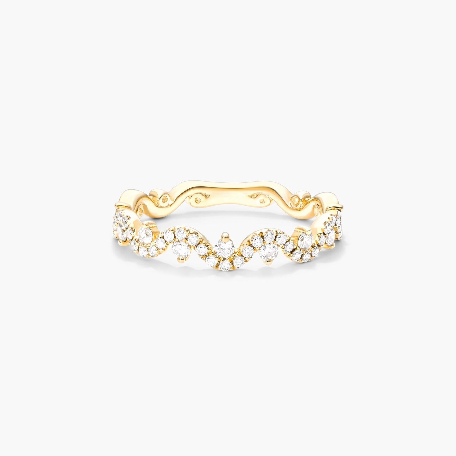 Petite Wave Diamond Ring In 14K Yellow Gold-81168y14
