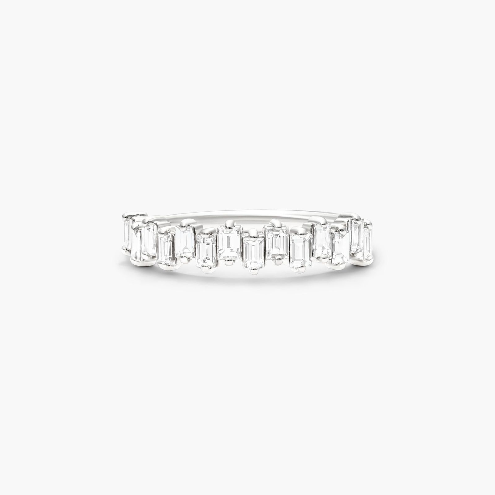 Jagged Baguette Cut Diamond Ring In 14K White Gold-81371w14