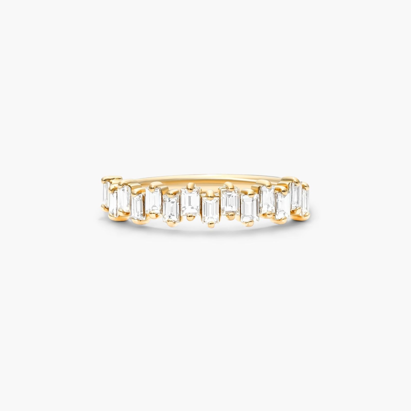 Jagged Baguette Cut Diamond Ring In 14K Yellow Gold-81371y14