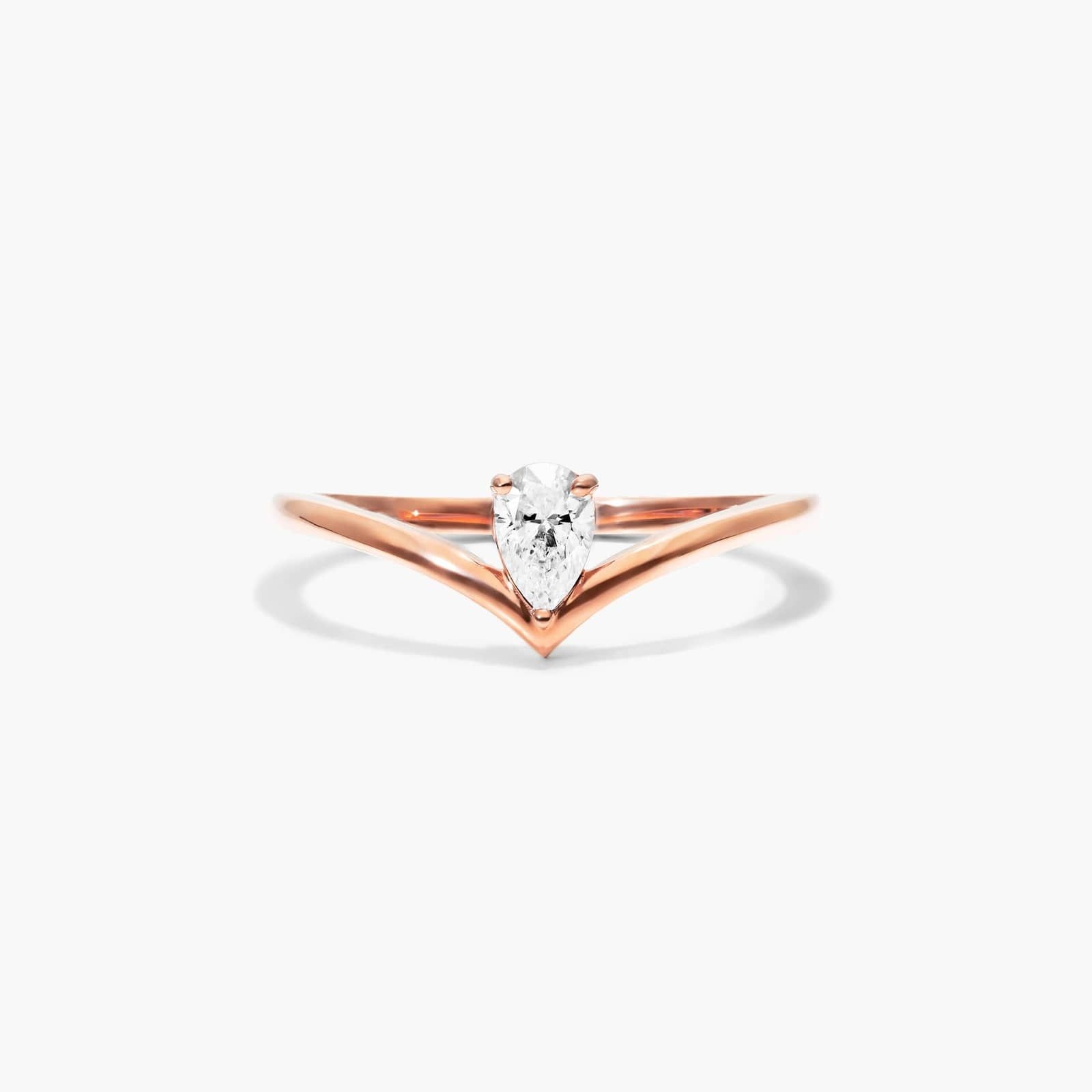 Pear Shape Diamond Pinnacle Ring In 14K Rose Gold-81488r14