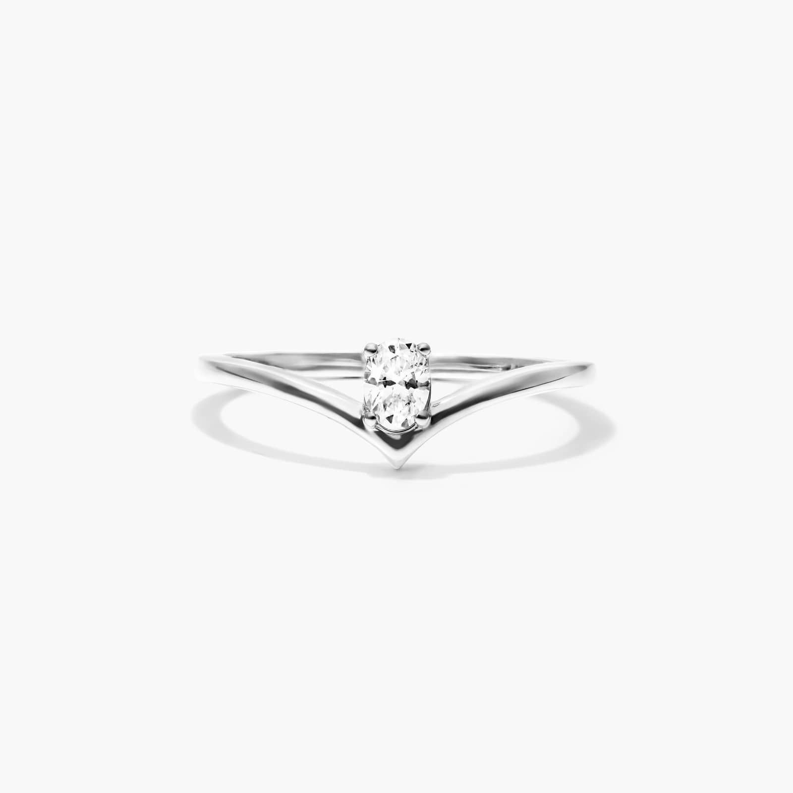 Oval Cut Diamond Pinnacle Ring In 14K White Gold-81491w14