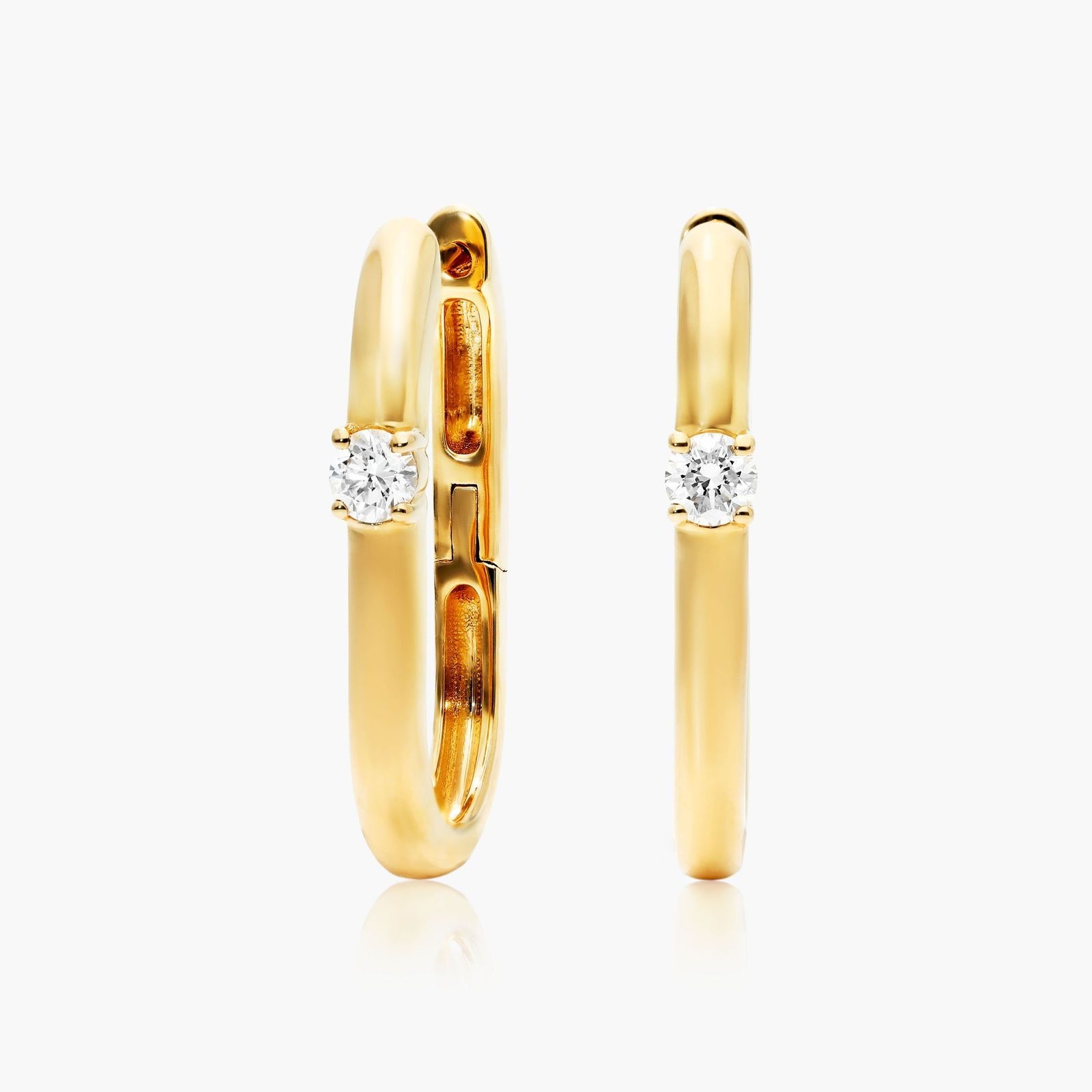 Single Diamond Hoop Earrings In 14K Yellow Gold By Brevani-81534y14