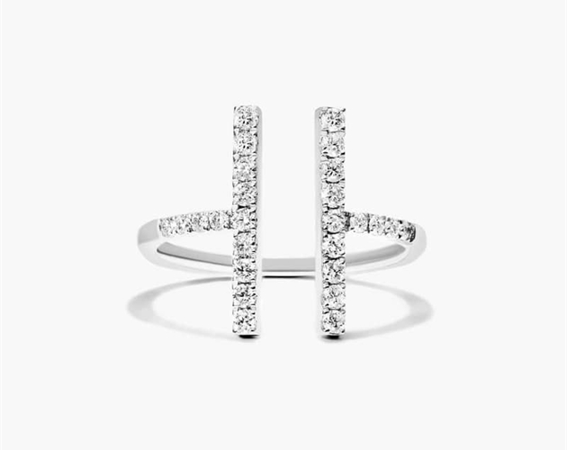 Staple Diamond Ring In 14K White Gold-81563w14
