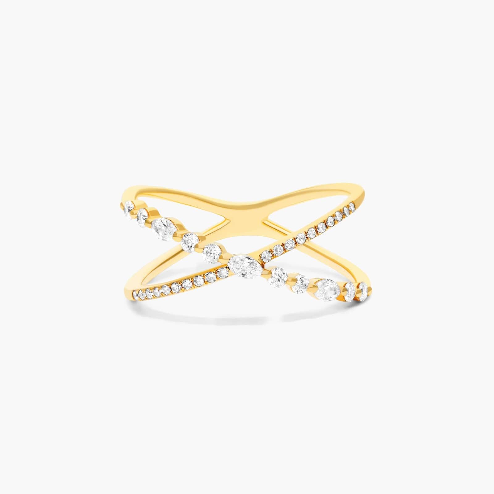 Intersecting Diamond Ring In 14K Yellow Gold-81577y14