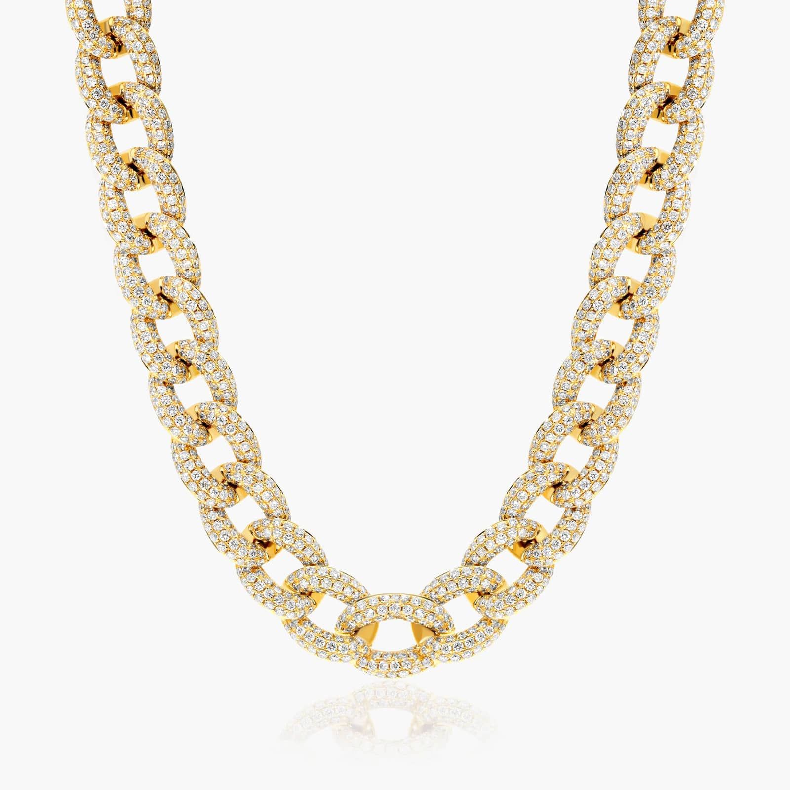 Pavé Diamond Curb Chain Necklace In 14K Yellow Gold-81589y14