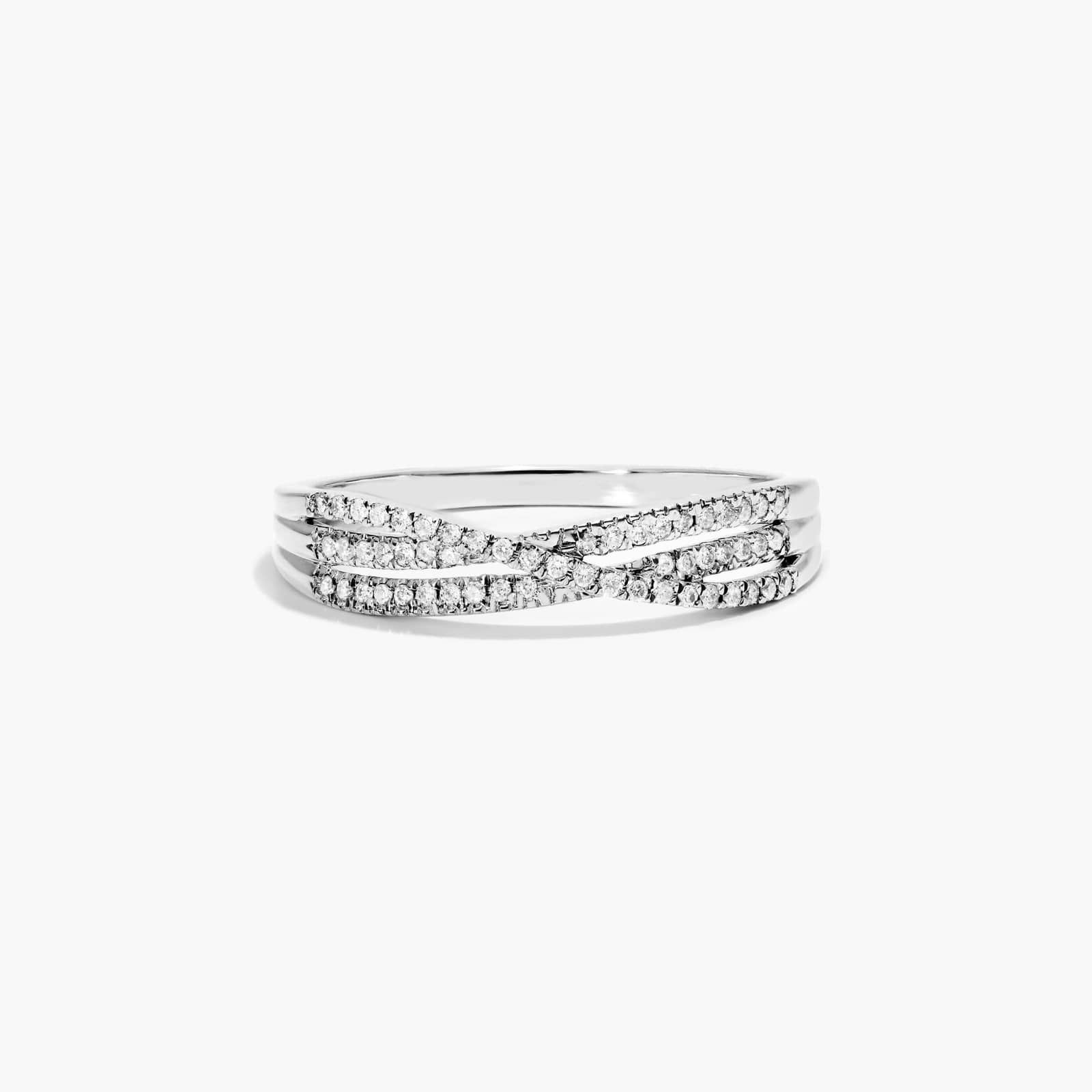 Criss-Cross Overlay Diamond Ring In 14K White Gold-81664w14