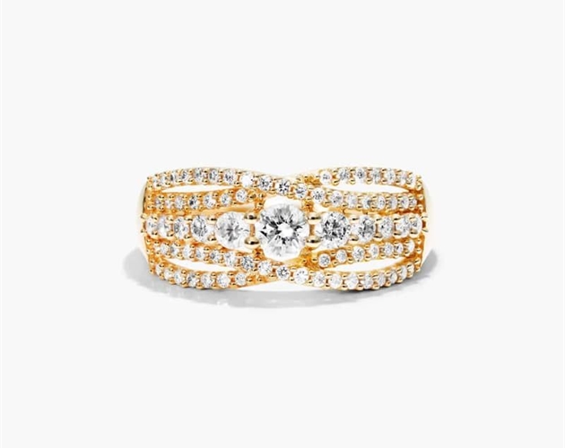Multi-Row Diamond Ring In 14K Yellow Gold-81666y14