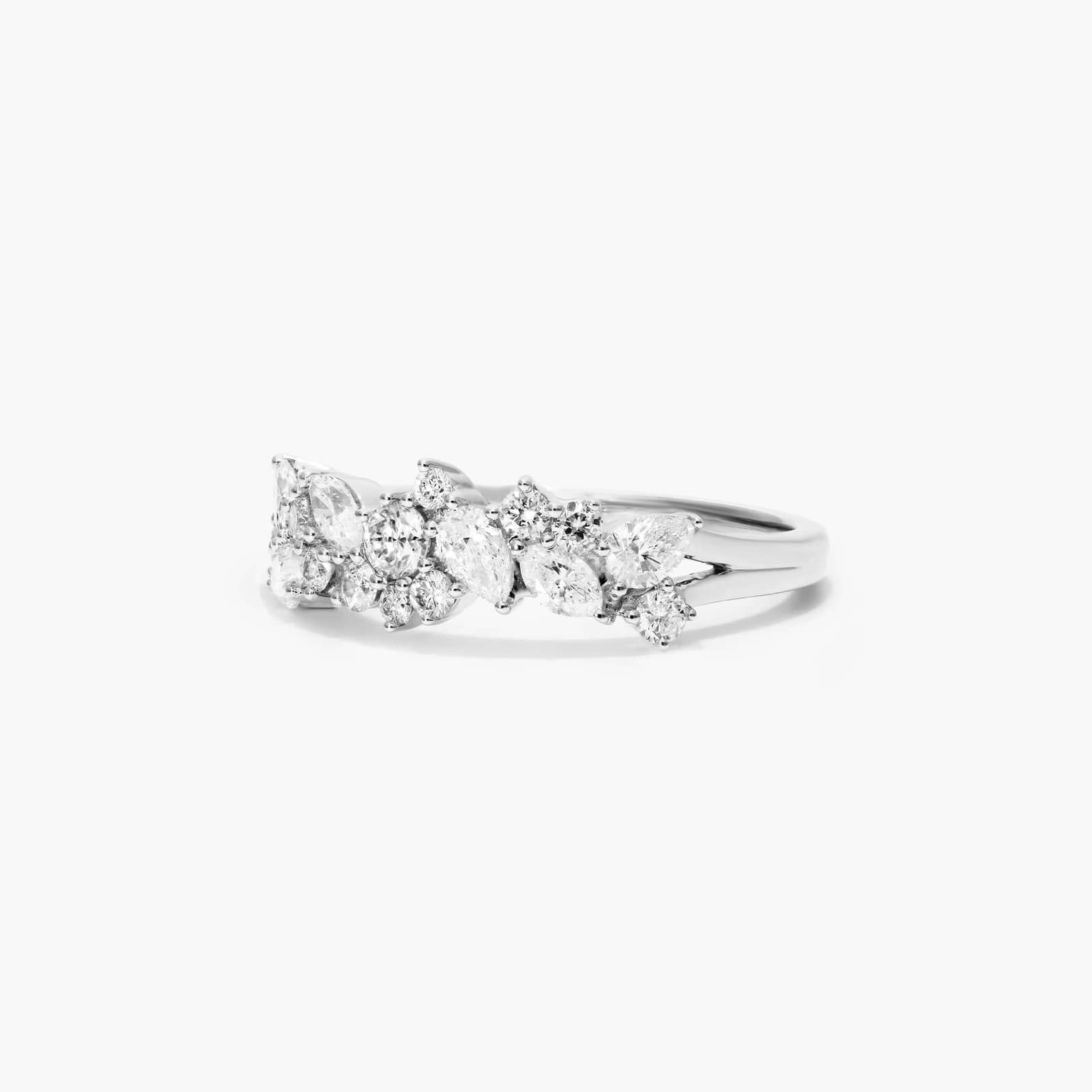 Whimsical Scatter Diamond Ring In 14K White Gold-81672w14