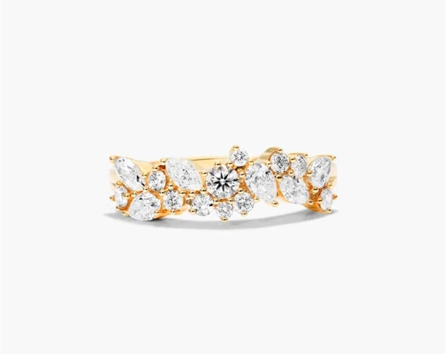 Whimsical Scatter Diamond Ring In 14K Yellow Gold-81672y14