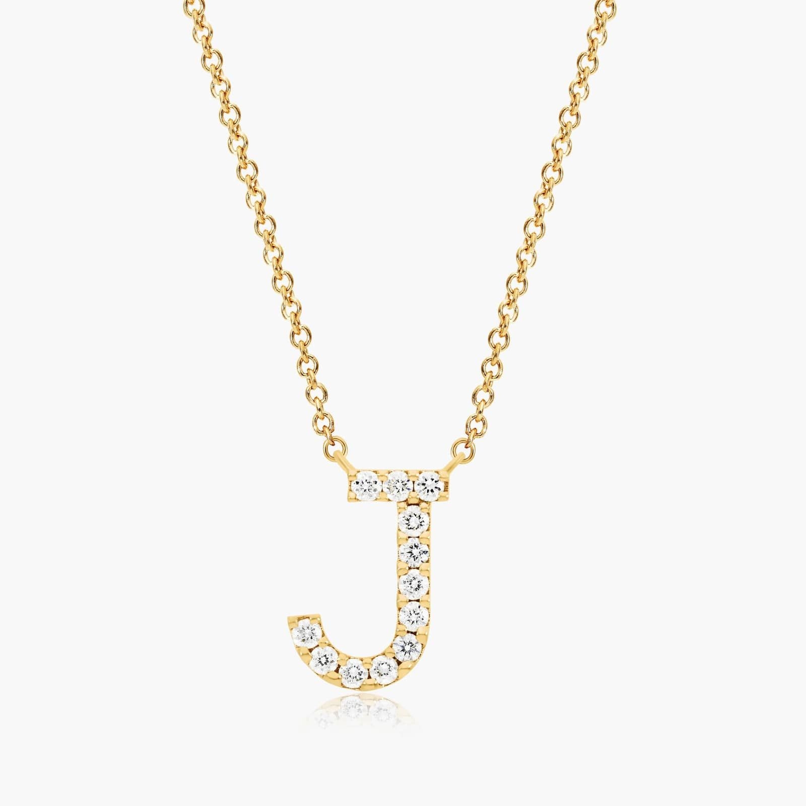 J Initial Lab-Grown Diamond Necklace In 14K Yellow Gold-8169379y14l
