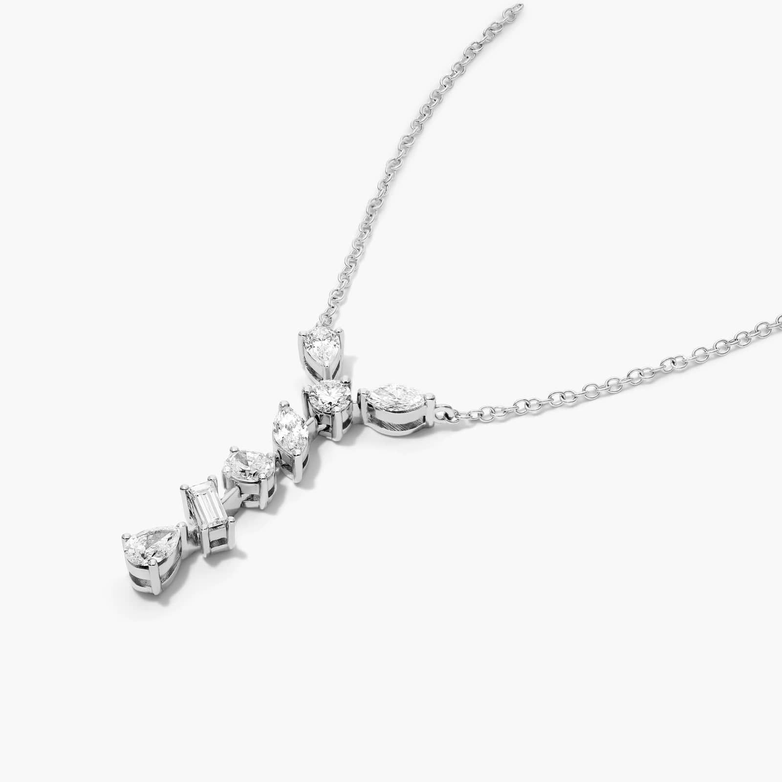 Fancy Diamond Drift Necklace In 14K White Gold-81694w14