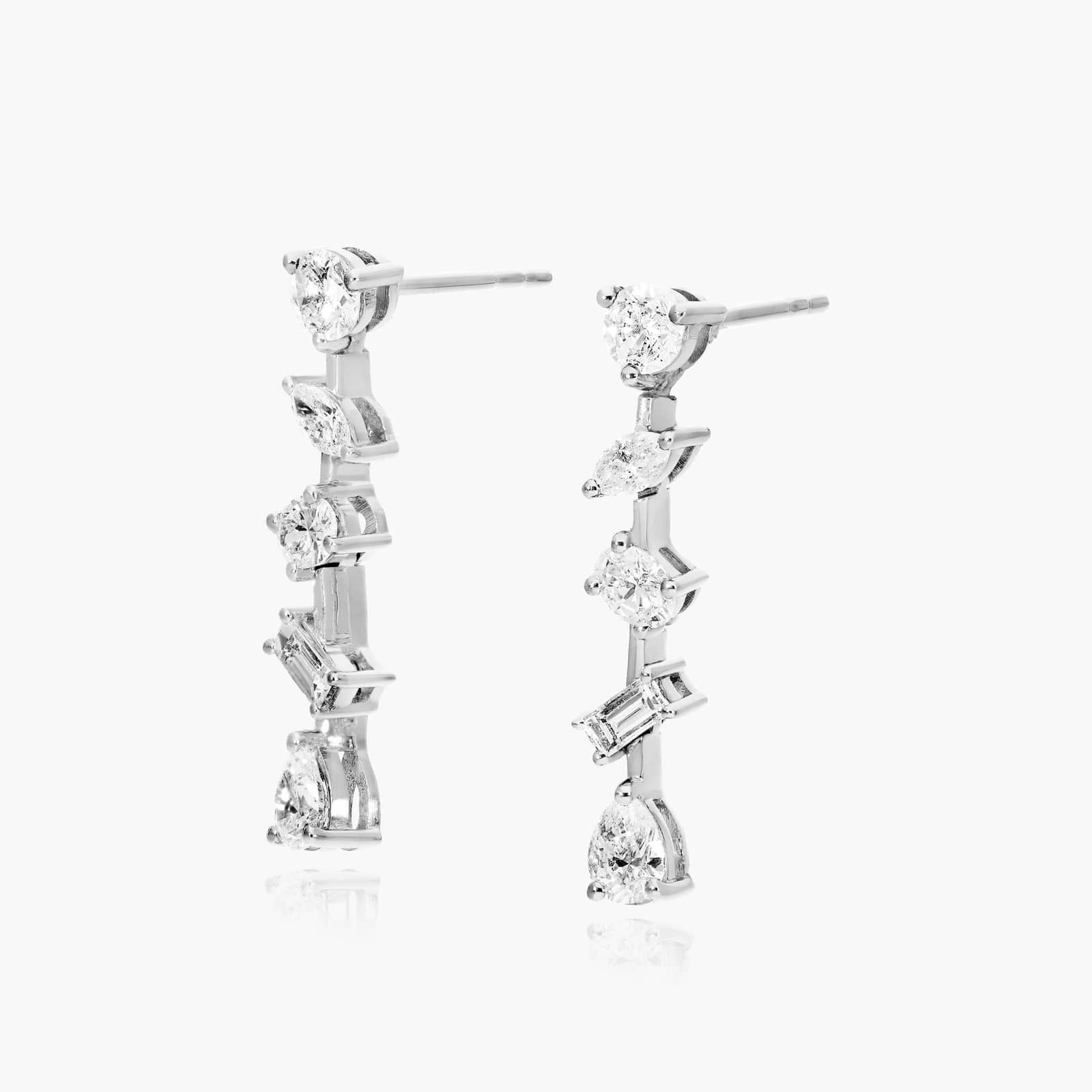 Fancy Diamond Drift Drop Earrings In 14K White Gold-81695w14