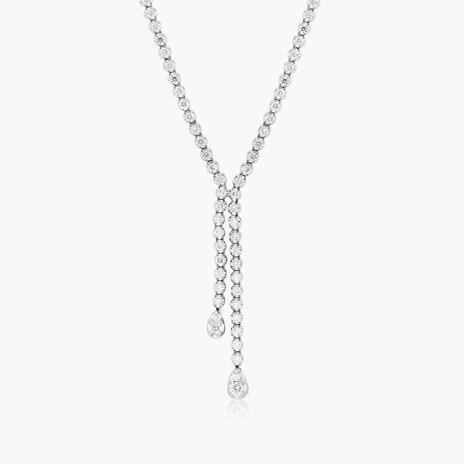 Lariat Diamond Necklace In 14K White Gold-81735w14