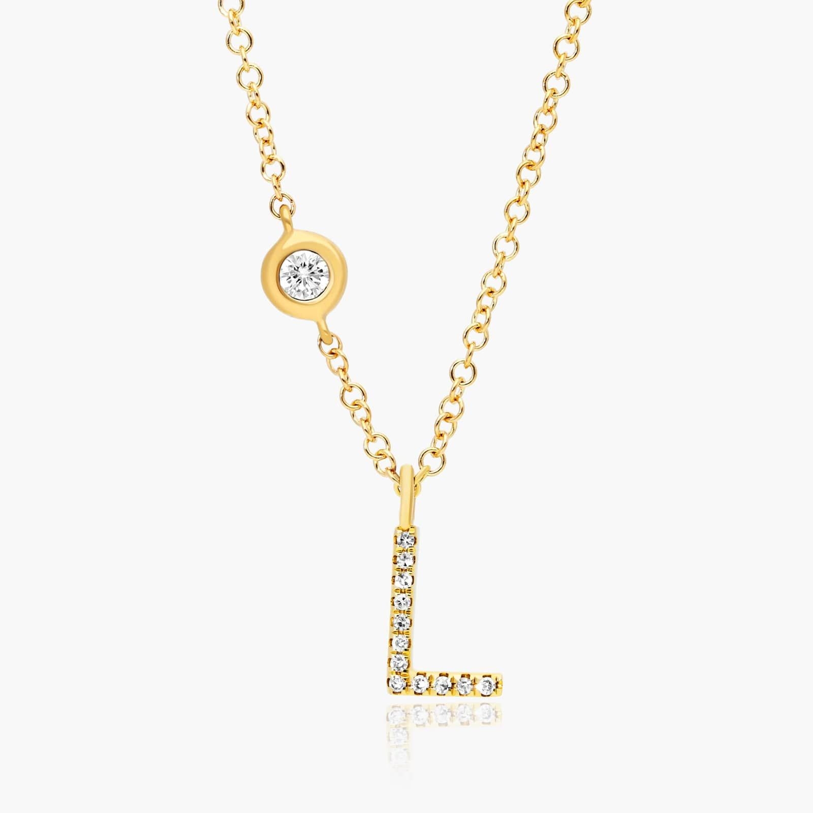 Initial L Diamond Necklace In 14K Yellow Gold-8173681y14