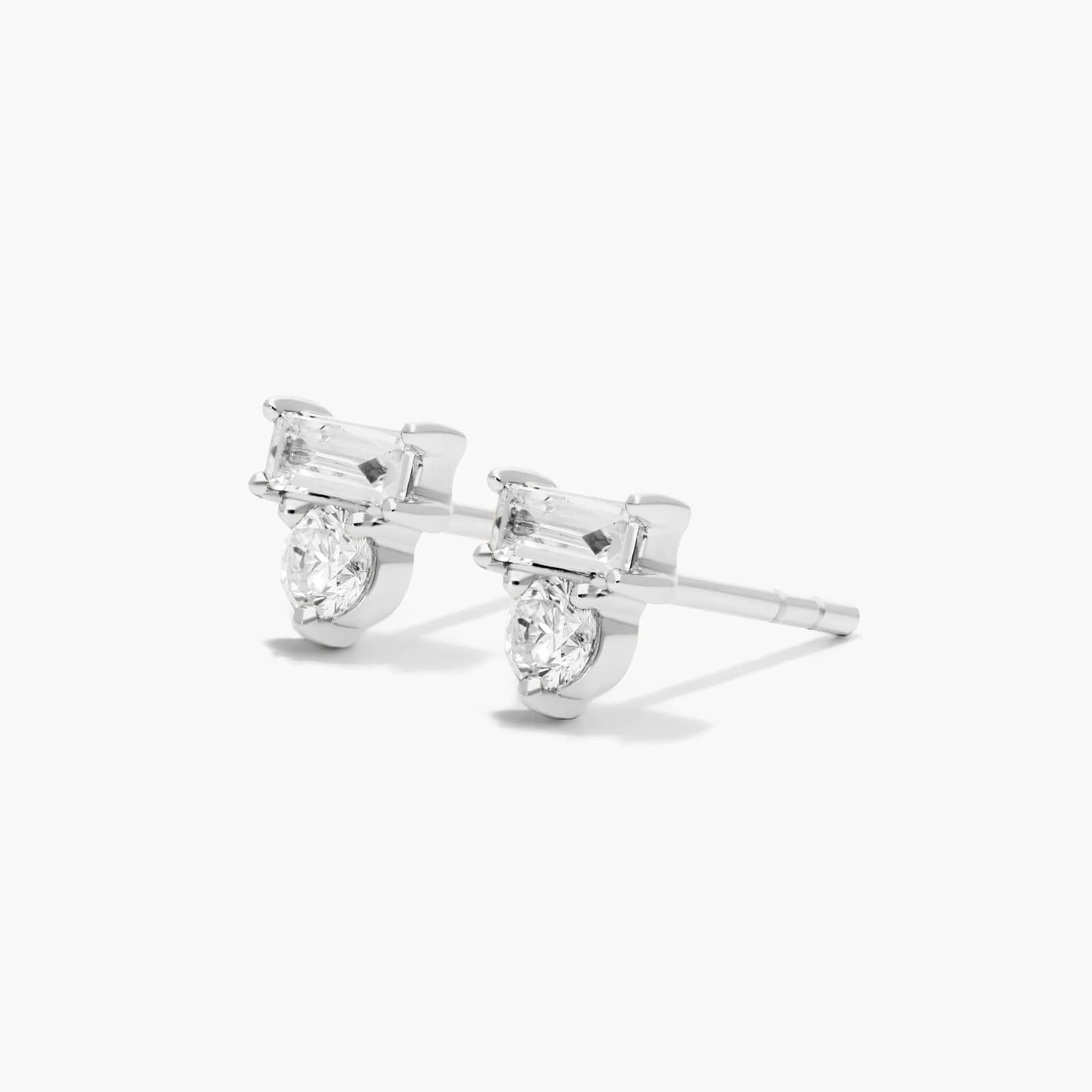 Dazzle Stack Lab-Grown Diamond Stud Earrings In 14K White Gold-81758w14l