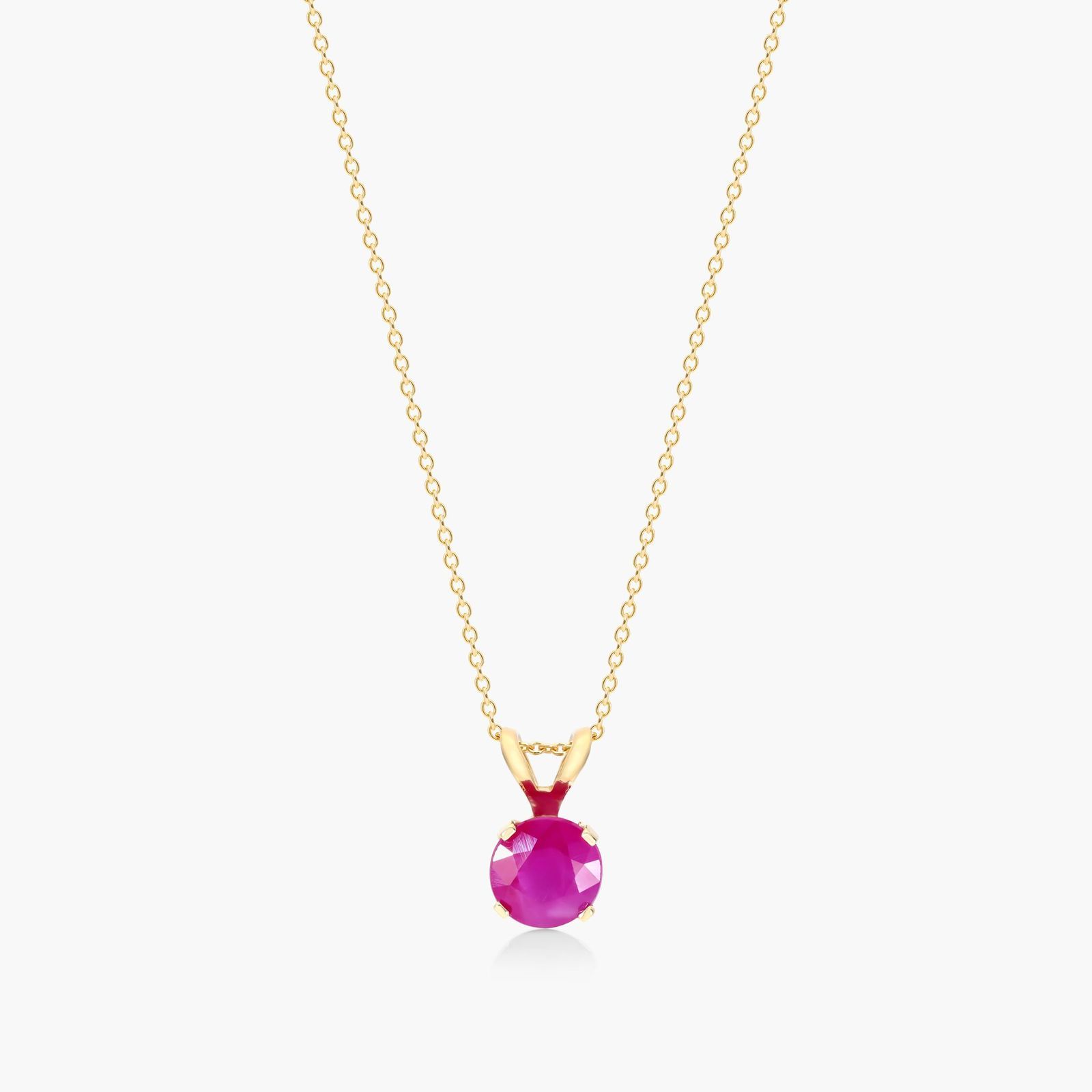 14K Yellow Gold Ruby Birthstone Necklace-8341307y14