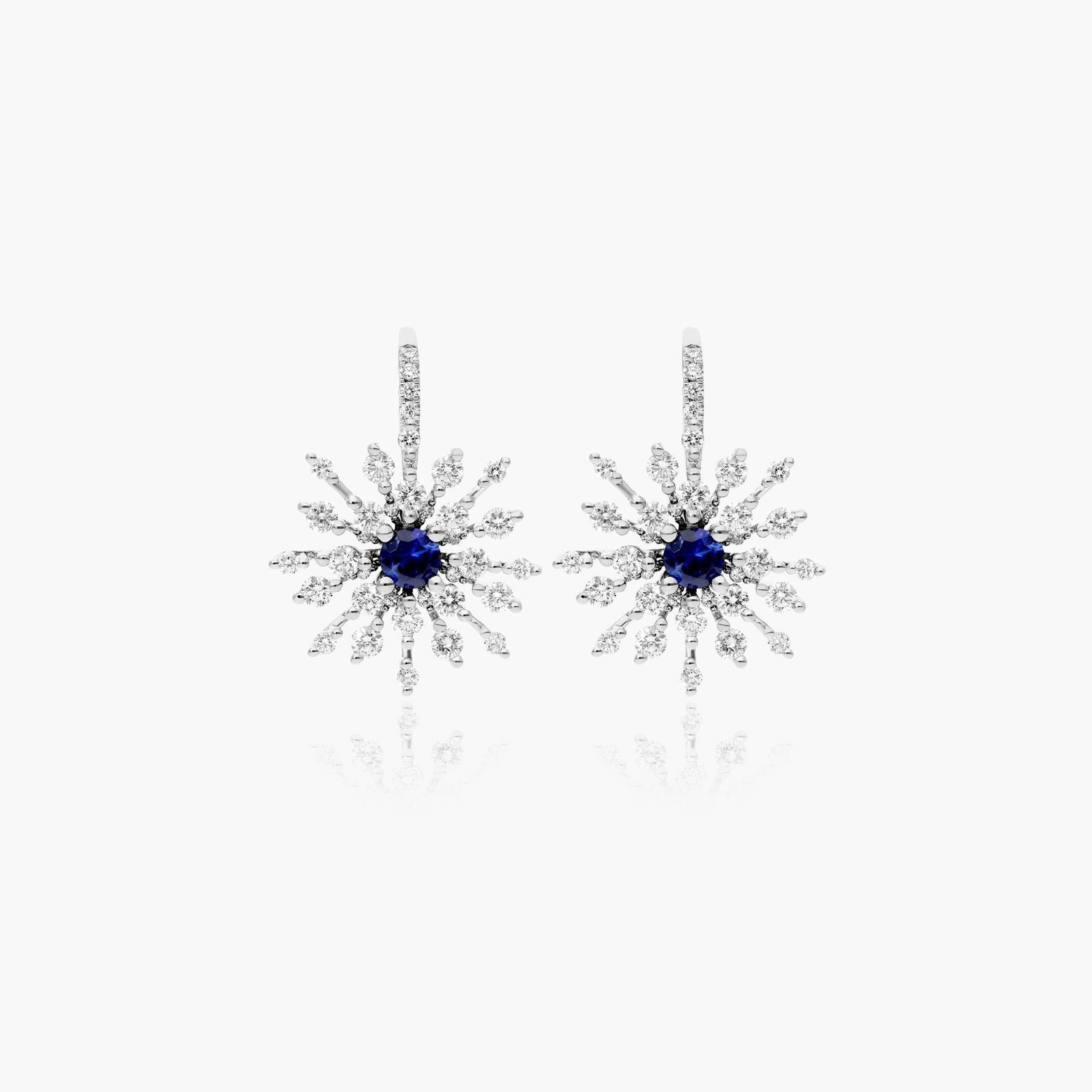 14K White Gold Snowflake Sapphire and Diamond Earring-8346109w14