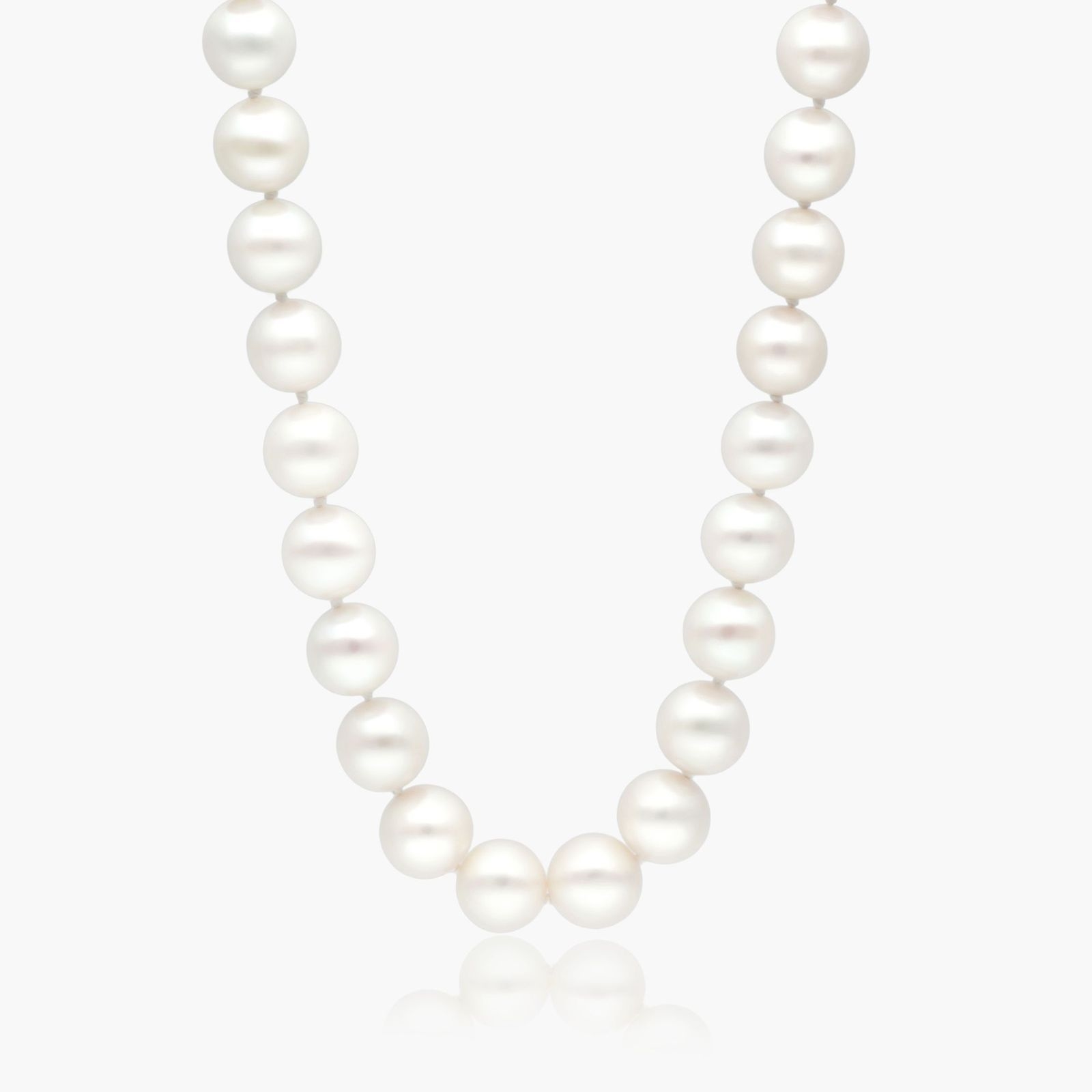 14K White Gold Freshwater Cultured Pearl Fish Clasp 18" Necklace (8.0-9 ...