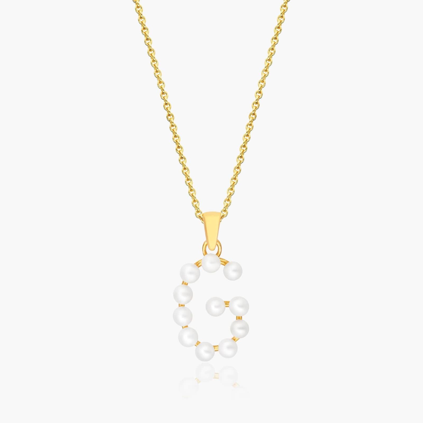 14K Yellow Gold Initial G Pearl Necklace-8520476y14