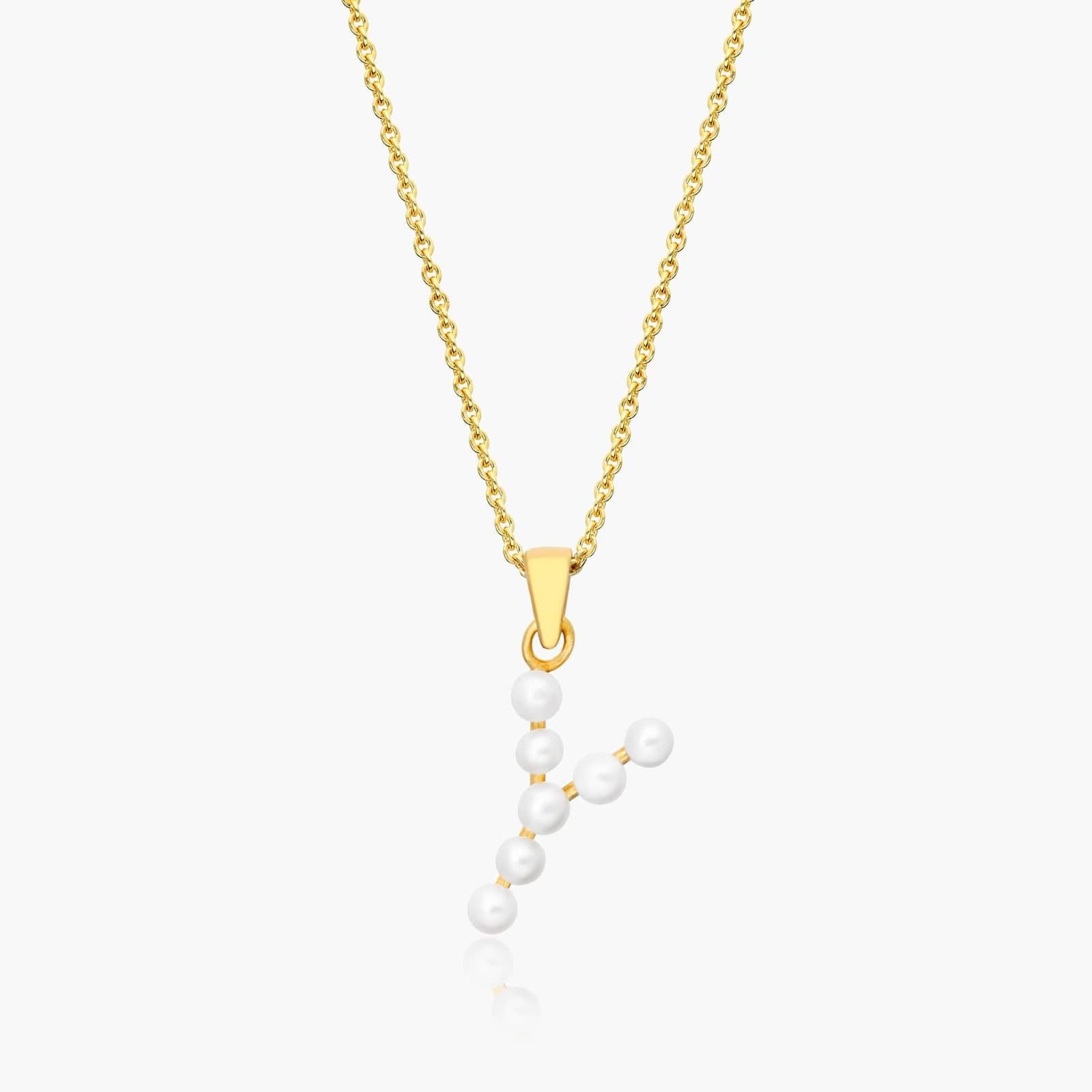 14K Yellow Gold Initial Y Pearl Necklace-8520494y14