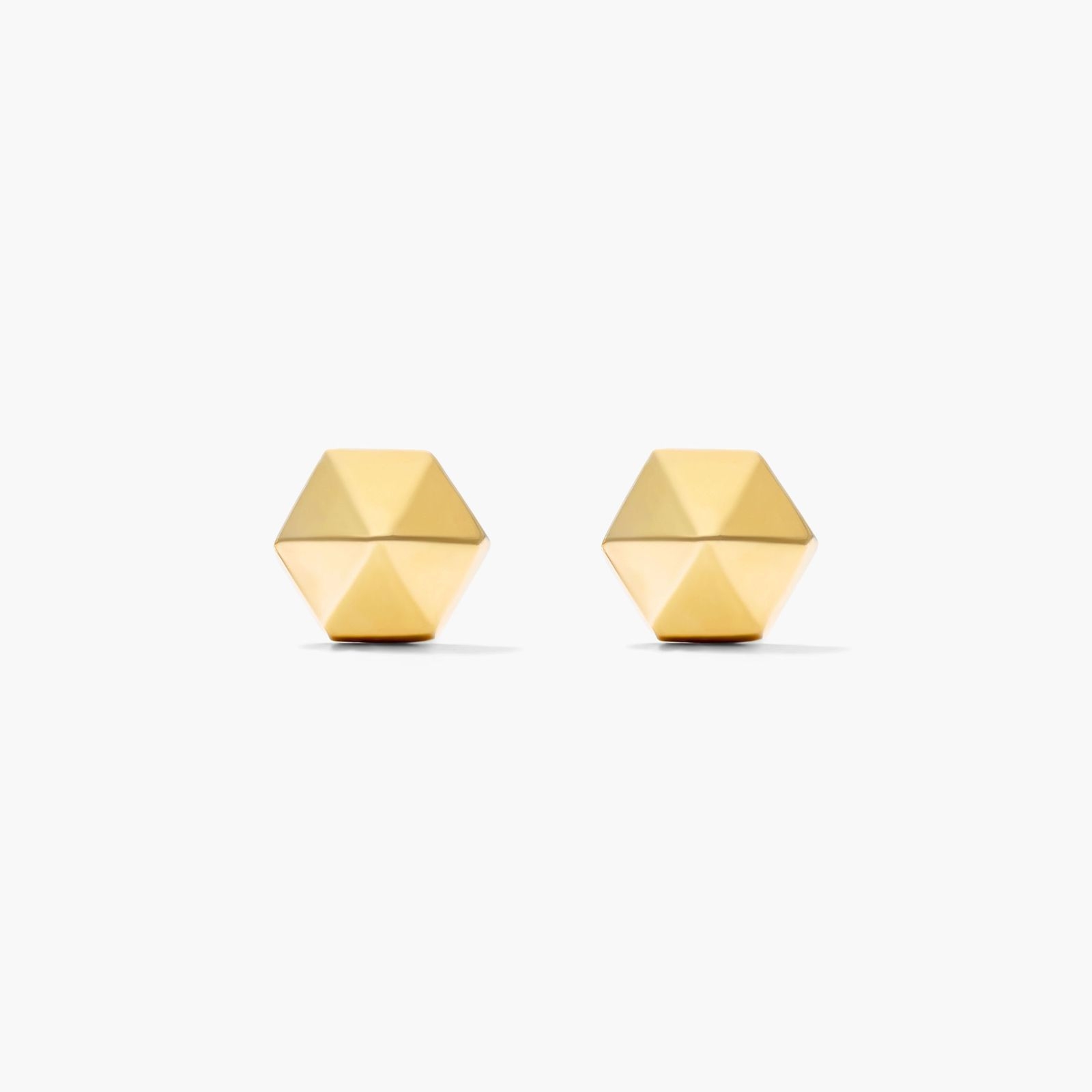 Hexagonal Pyramid Stud Earrings In 14K Yellow Gold-95011y14