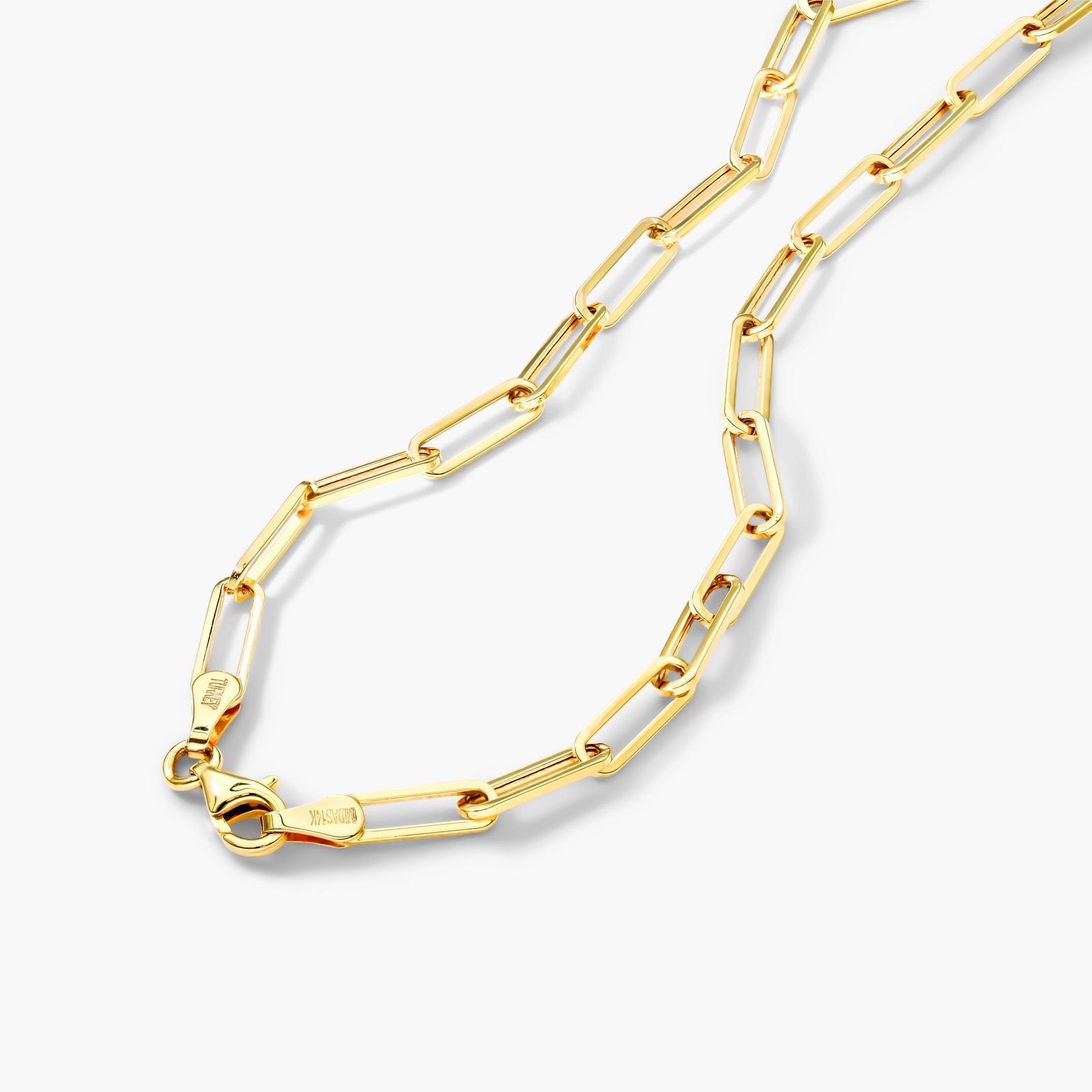 14K Yellow Gold 3.9mm Paper Clip Chain Necklace-95027y14