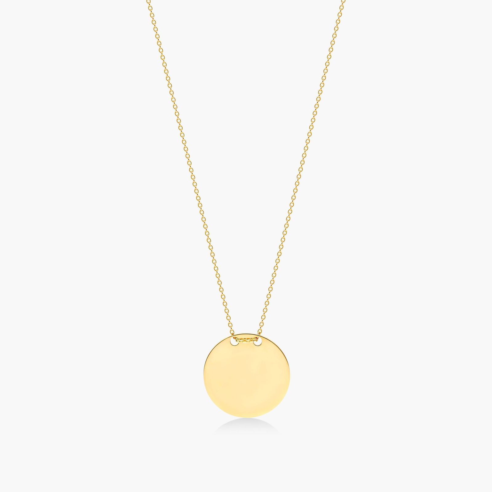 14K Yellow Gold Round Disk Necklace-95036y14