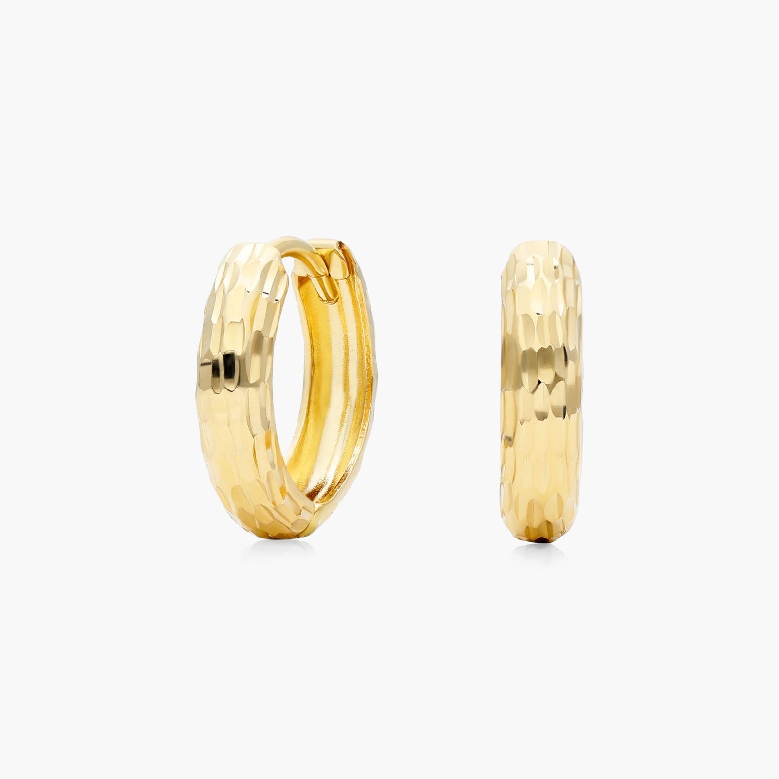 Faceted Huggie Hoop Earrings In 14K Yellow Gold-95099y14