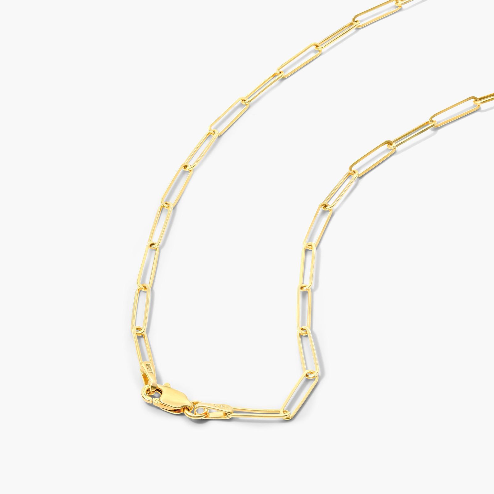 14K Yellow Gold Paper Clip Disc Drop Necklace-95162y14