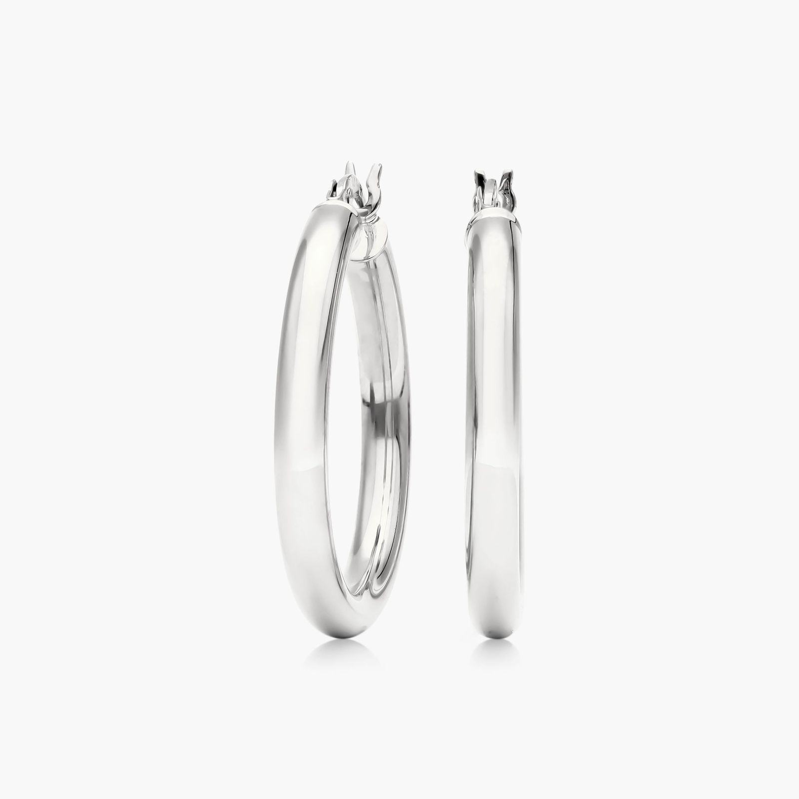 Bold Tube Hoop Earrings In 14K White Gold-95191w14