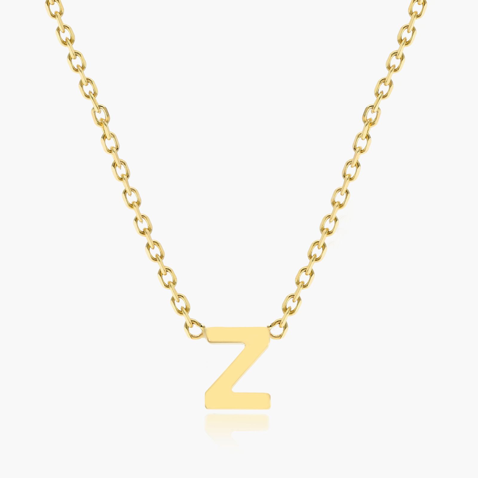 14K Yellow Gold Mini Initial Z Necklace-9519895y14