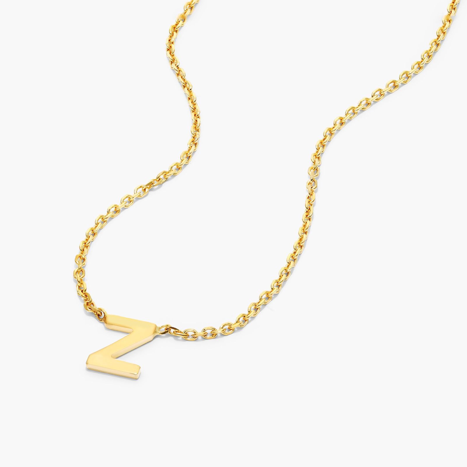14K Yellow Gold Mini Initial Z Necklace-9519895y14