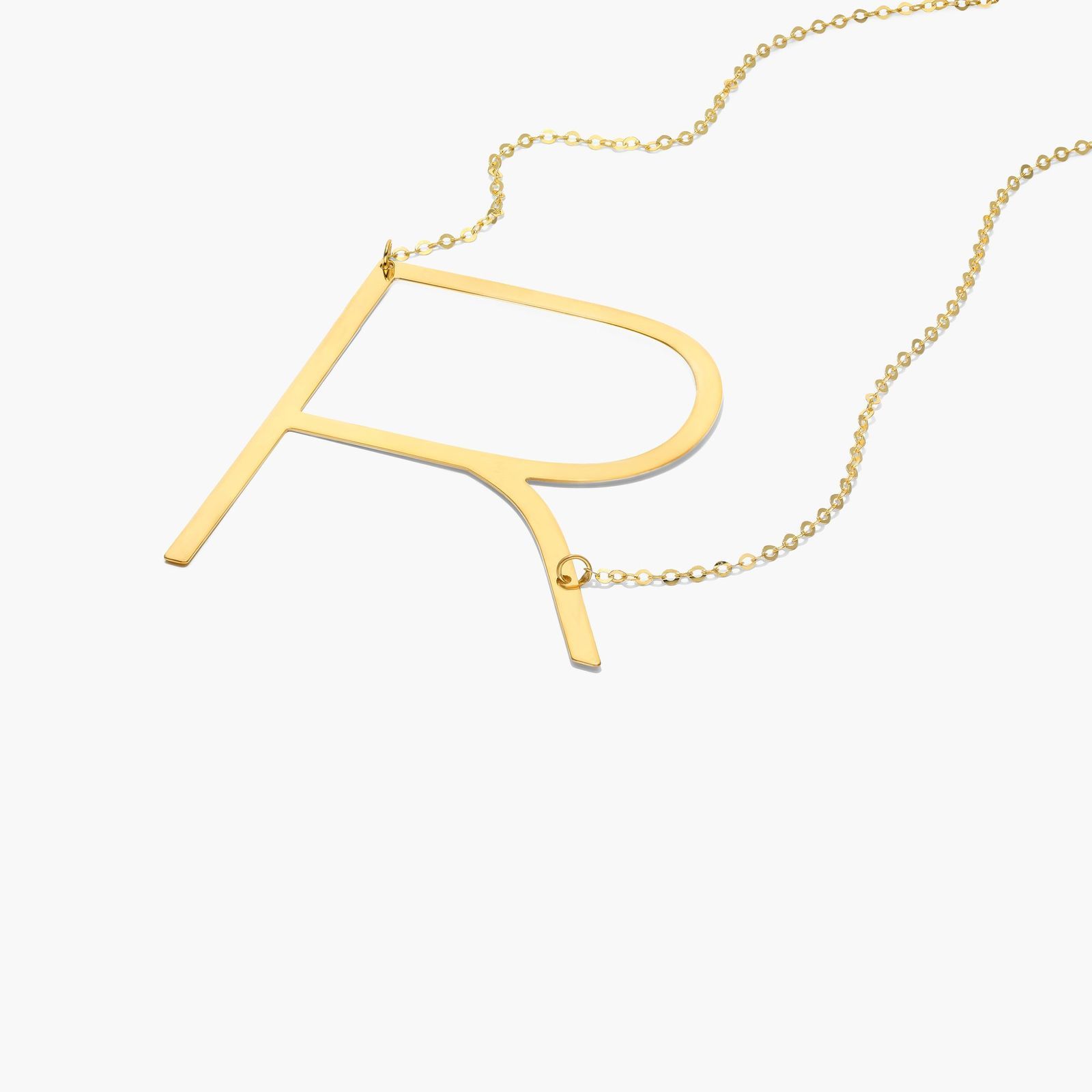 14K Yellow Gold Large Initial R Necklace-9520087y14