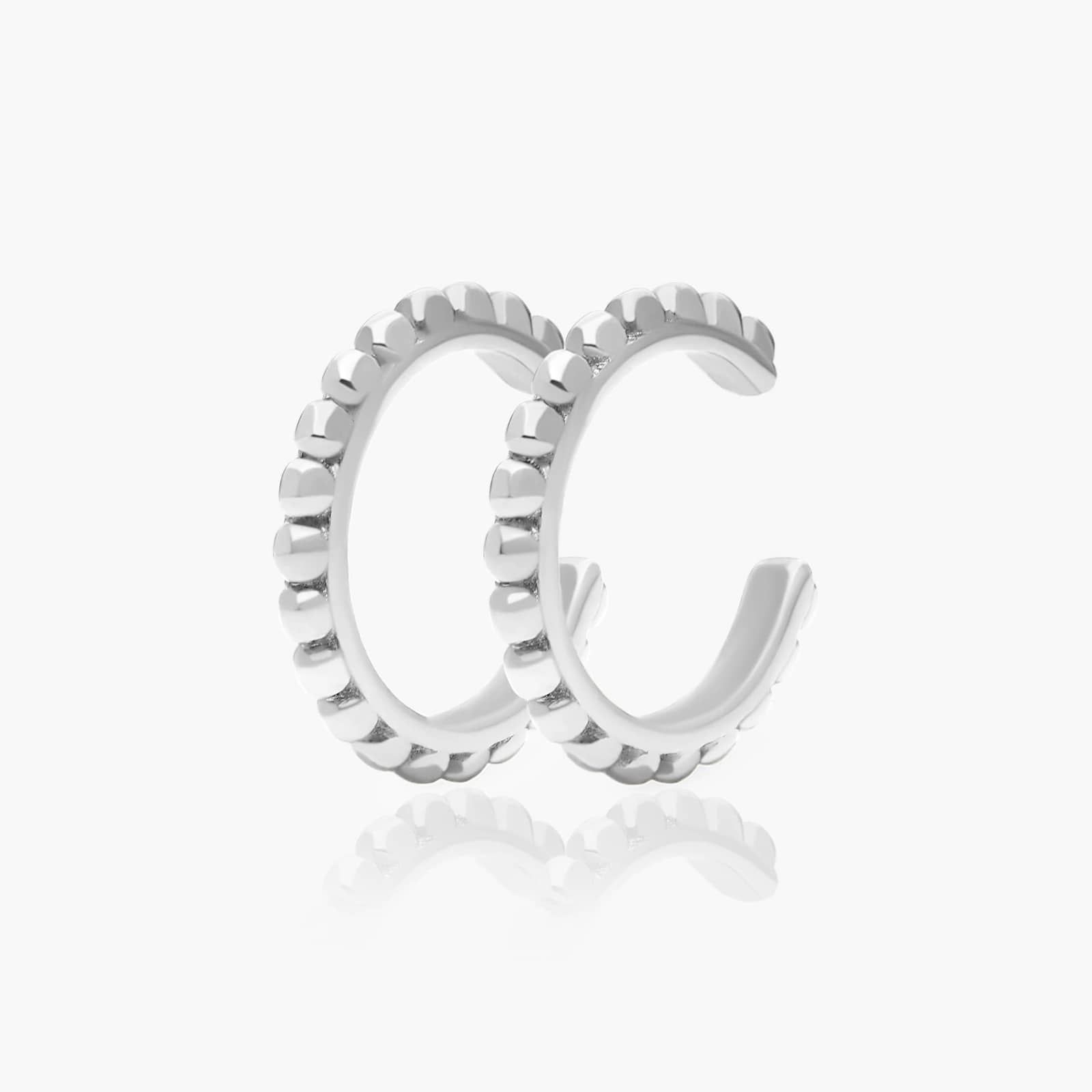 Beaded Ear Cuffs In 14K White Gold-95301w14