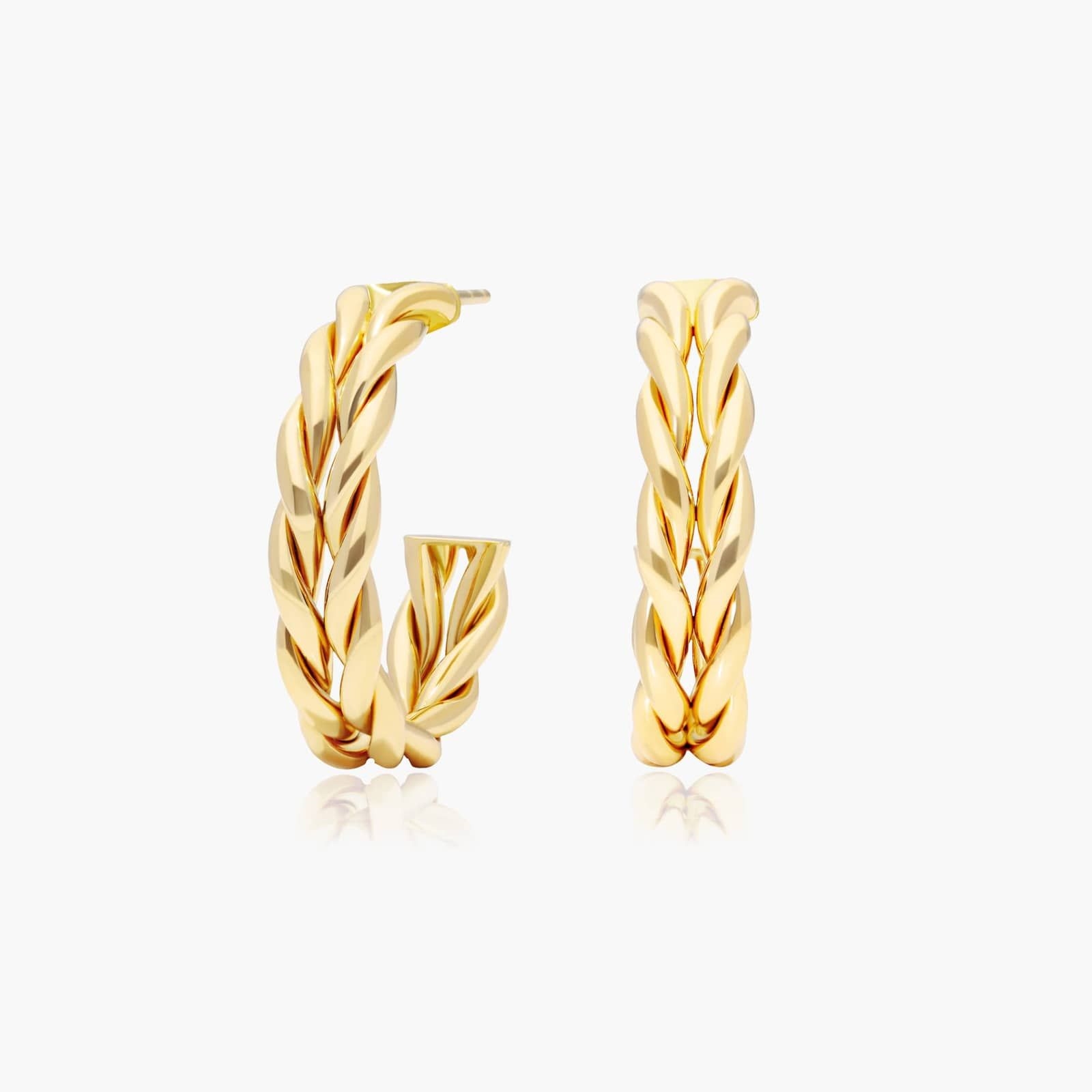 Braided Hoop Earrings In 14K Yellow Gold-95306y14